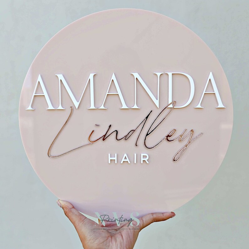 Custom Round 3D Logo Sign, Acrylic Salon Decor Sign, Business Logo ...
