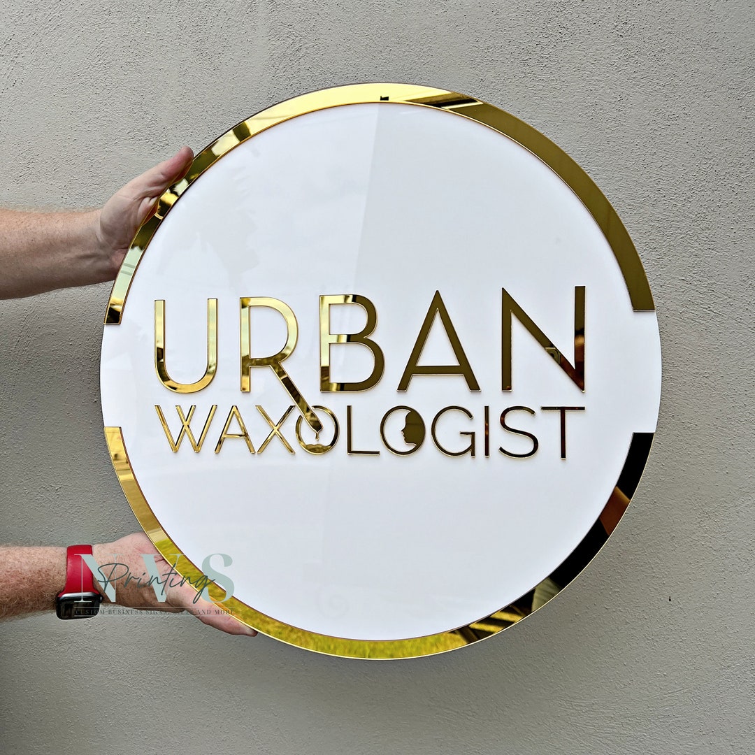 Round Business Sign, Logo Sign, Custom Business Signage, Acrylic Mirror ...