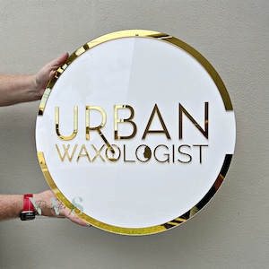 Round Business Sign, Logo Sign, Custom Business Signage, Acrylic Mirror ...