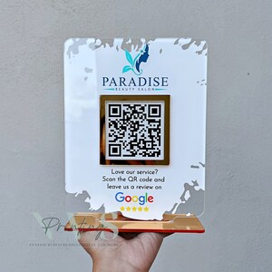 Custom QR Code Acrylic Salon Sign: Business Review & Social Media - Etsy