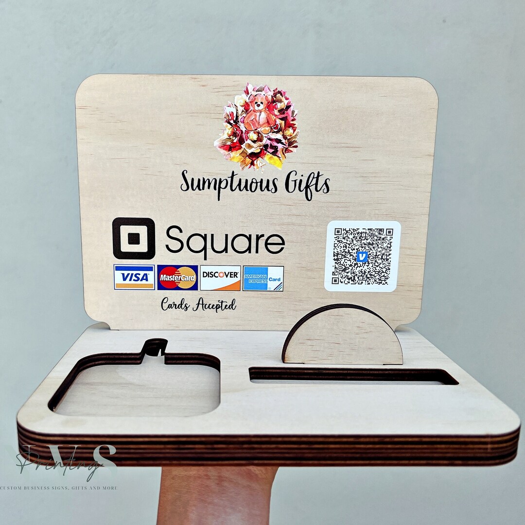 Square Reader Business Cards Holder | Payment Wood Sign | Wood Display ...