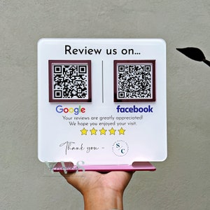 Double QR Google Review Sign for Businesses, Google Review Sign Review ...
