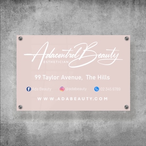 Rectangular Sign, Acrylic Logo Sign, Blush Pink Acrylic Sign, Custom ...