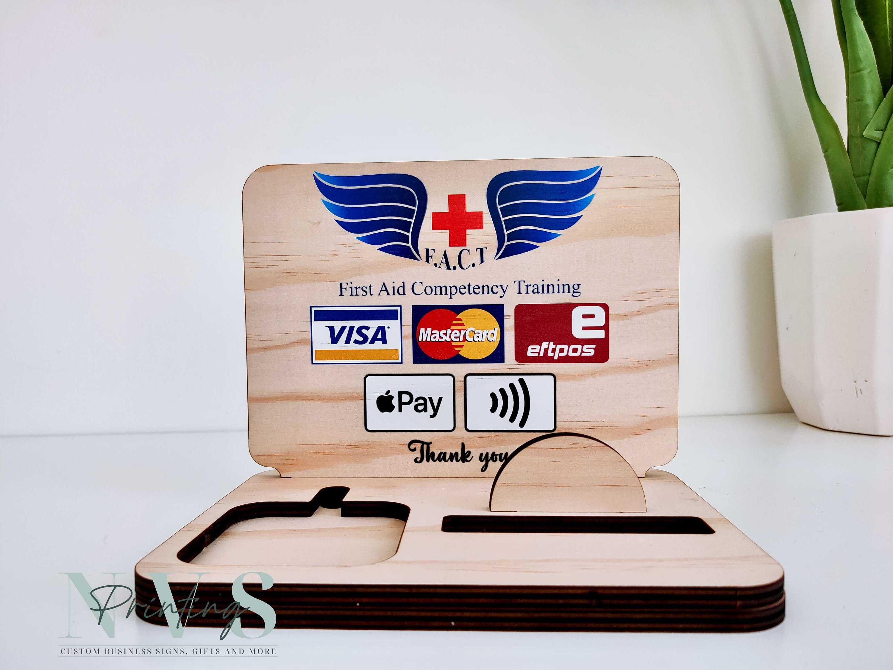 Square Reader Business Cards Holder Payment Wood Sign Wood - Etsy