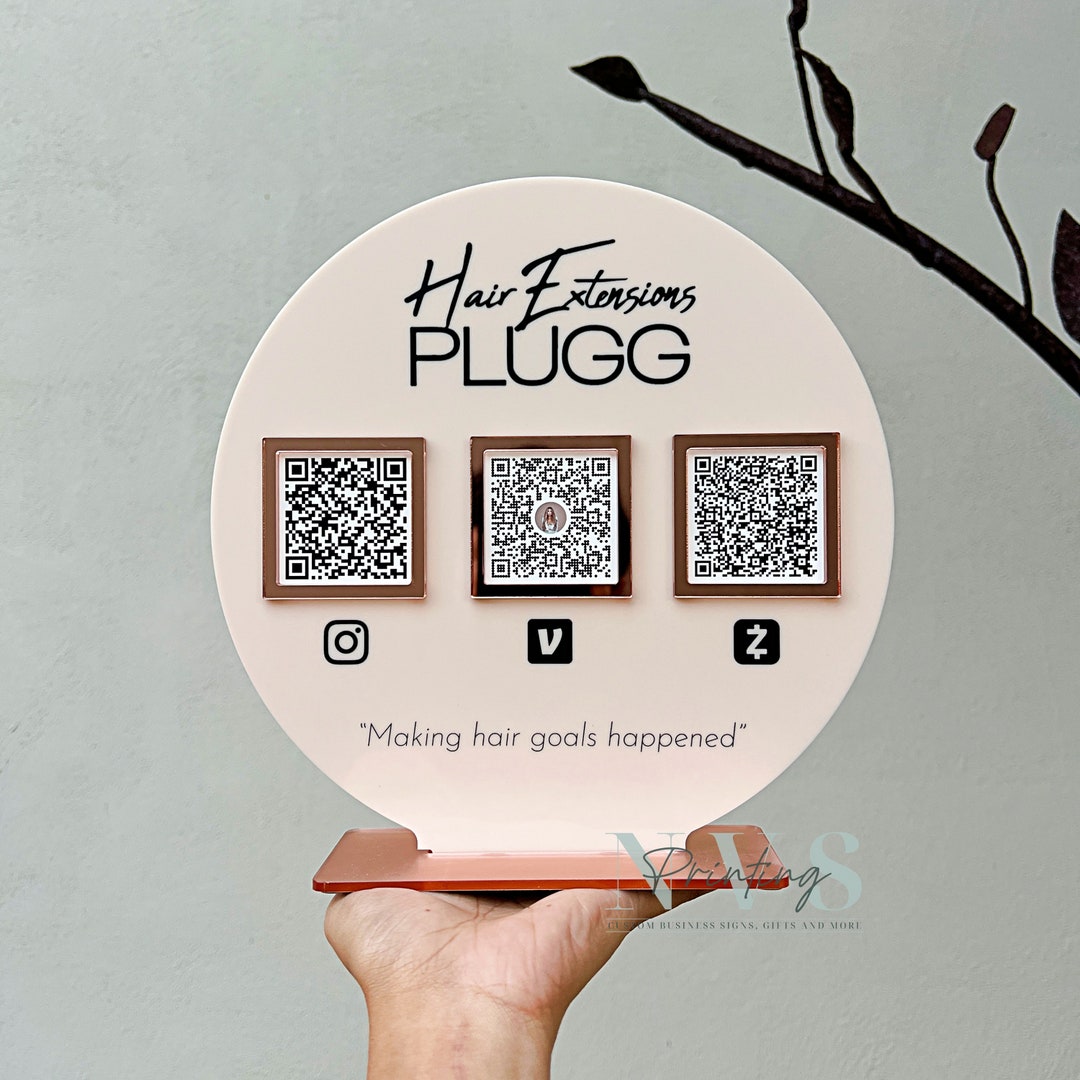 Multi QR Codes Round Business Social Media Sign | Payment Sign ...