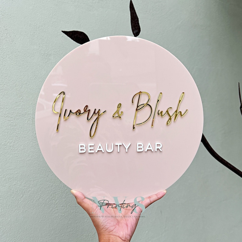 Custom Round 3D Logo Sign, Acrylic Salon Decor Sign, Business Logo ...