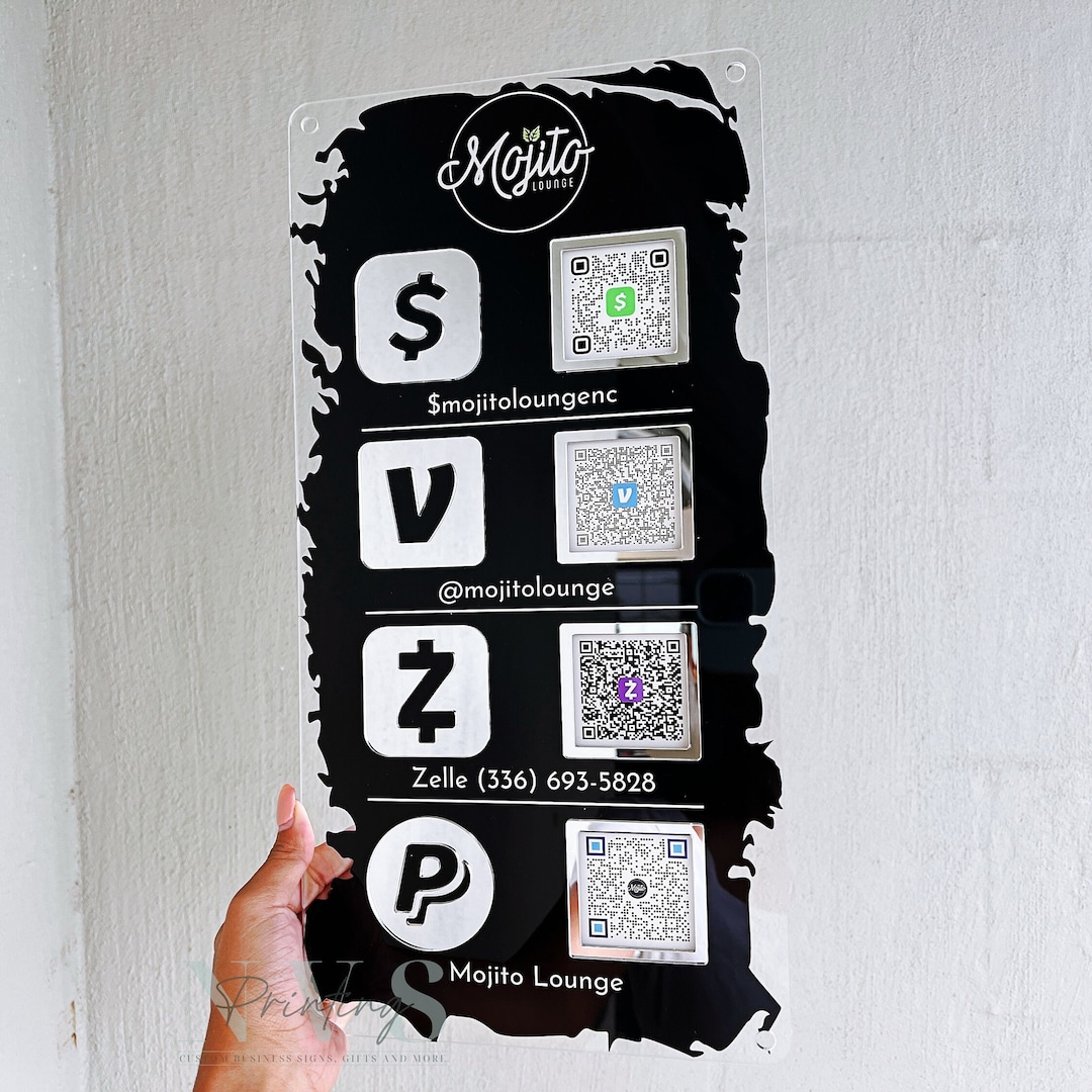 Wall QR Code Business Sign, Scan to Pay Sign, Cashapp Payment Sign ...