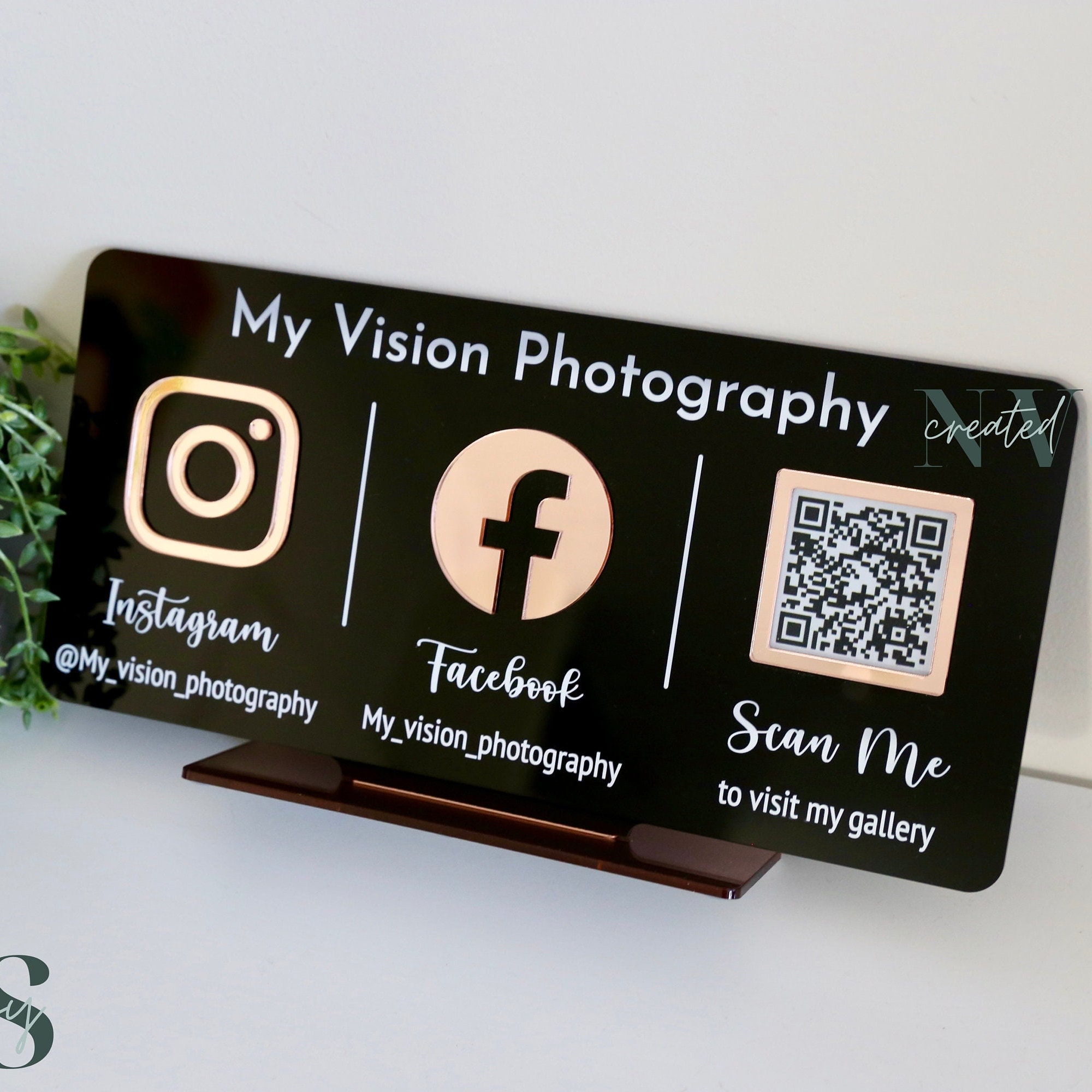 Triple Icon Instagram Business Social Media Sign Salon Sign - Etsy