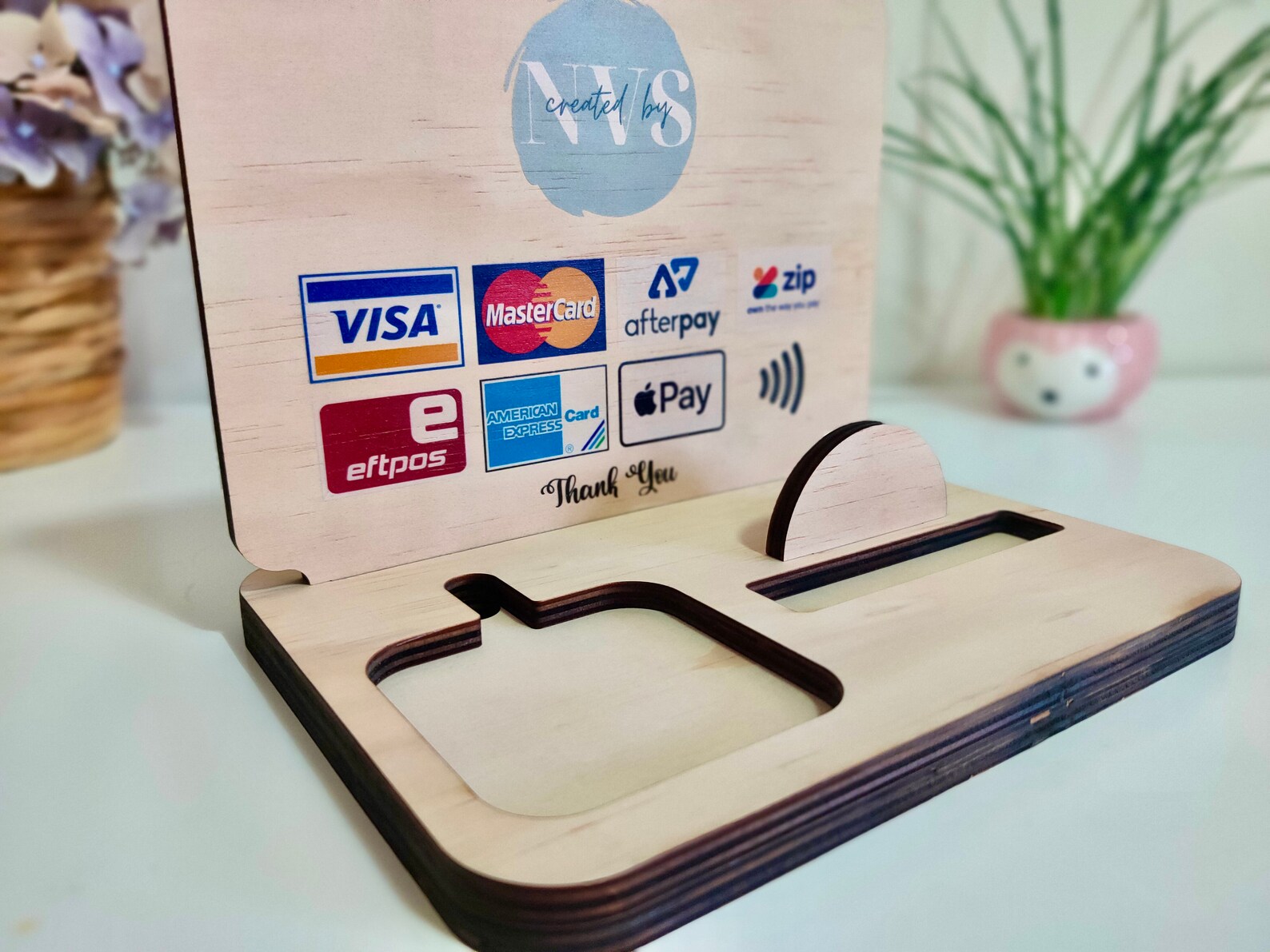 Square Reader Business Cards Holder Payment Wood Sign Wood - Etsy