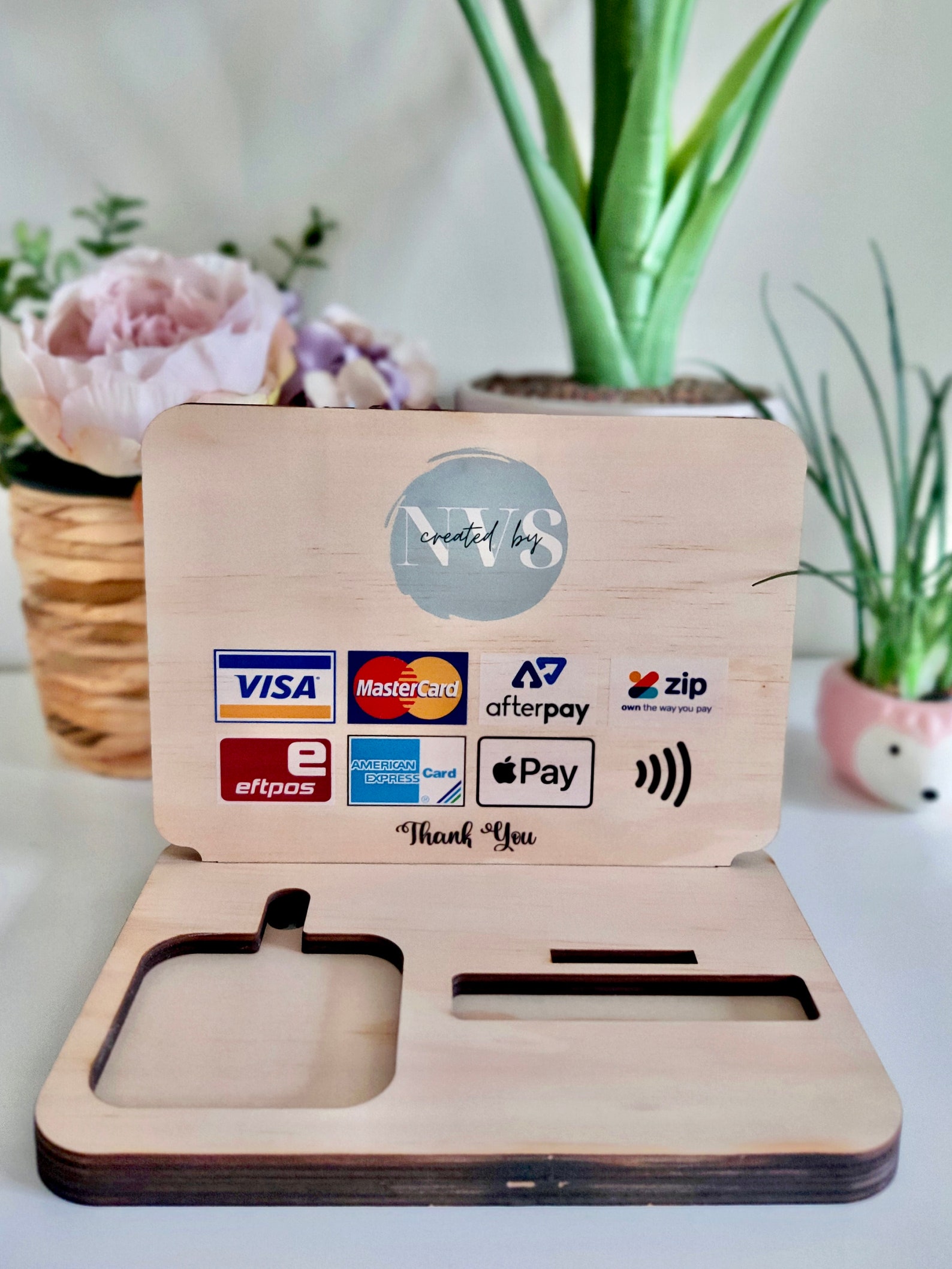 Custom Wood Payment Sign: Square Reader Business Card Holder - Etsy