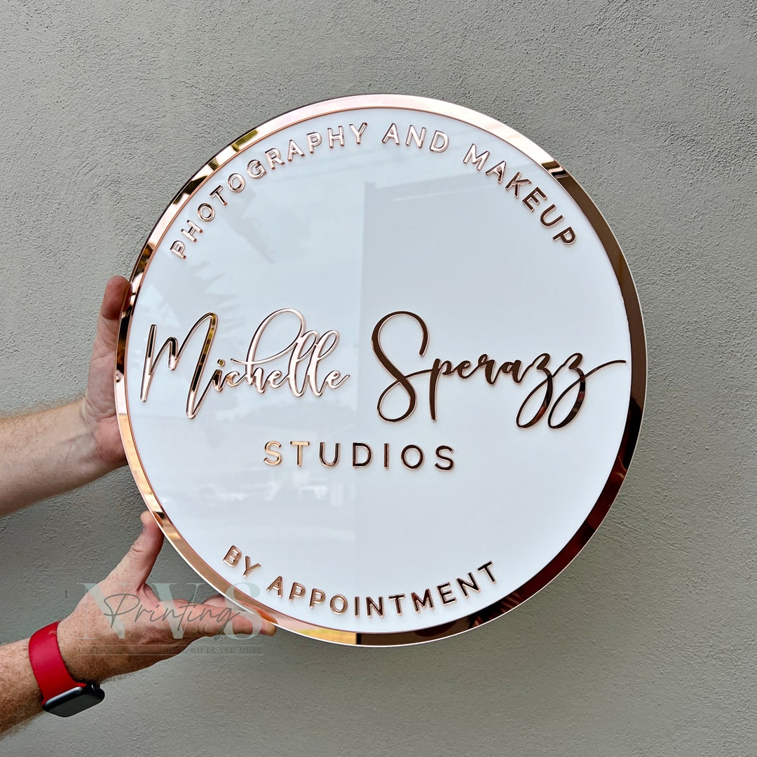 Acrylic Round Business Sign, Door Business Name Sign, Salon Sign, 3D Round Acrylic Room Sign for ...