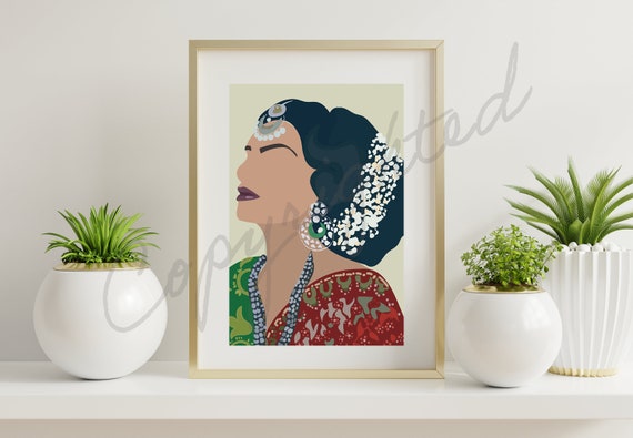 Mallepoolu Indian Woman Woman Wearing Sari Indian Woman | Etsy
