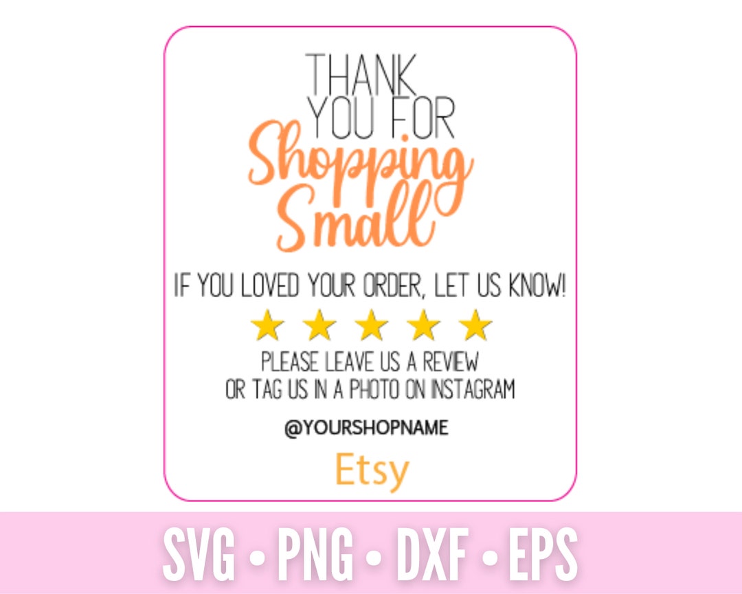 Thank You for Shopping Small Sticker SVG | Etsy Review Sticker (digital ...