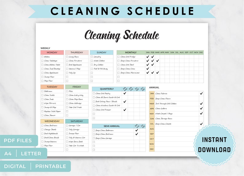 Editable Cleaning Checklist Digital & Printable Cleaning - Etsy