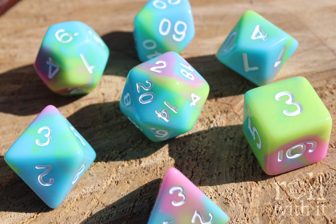 Pastel Clown Dice Dungeons and Dragons Dice Set 7 Polyhedral Dice RPG ...