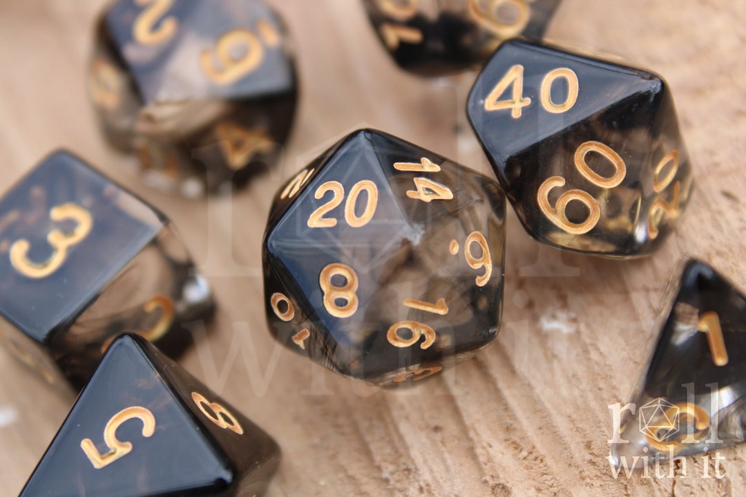Black Smoke Dice Dungeons and Dragons Dice Set 7 Polyhedral Dice RPG ...