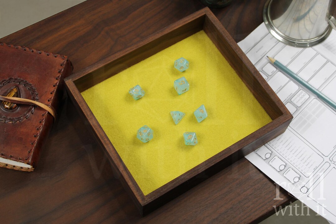 Walnut Solid Wood TTRPG Dice Tray - Multiple Option Wool Felt Lining ...