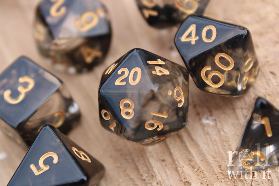 Black Smoke Dice Dungeons and Dragons Dice Set 7 Polyhedral Dice RPG ...