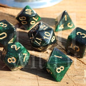 11 Set Emerald Galaxy Dice Dungeons and Dragons Dice Set 11 Polyhedral ...