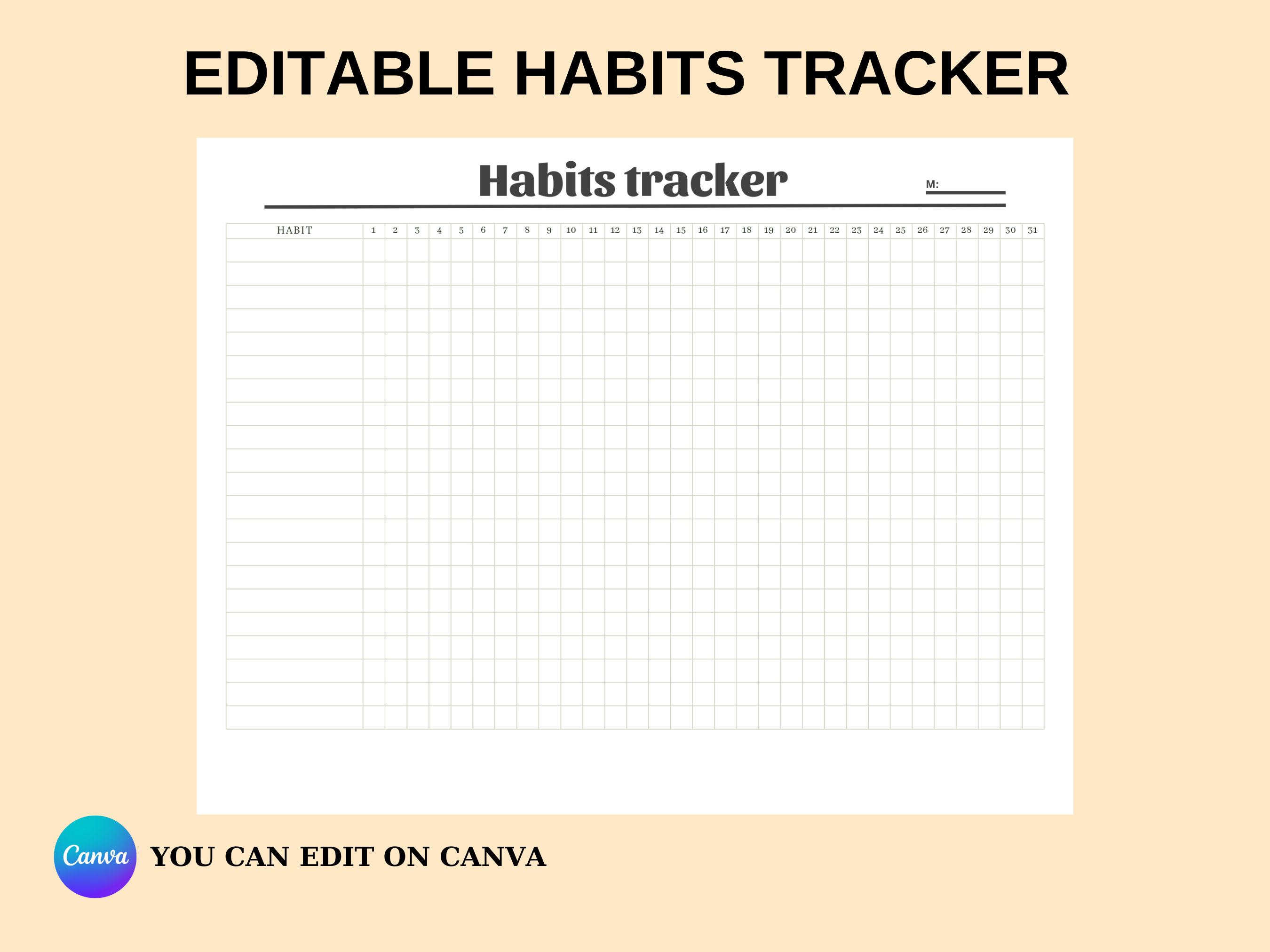 Editable Habits Tracker You Can Edit on Canva - Etsy