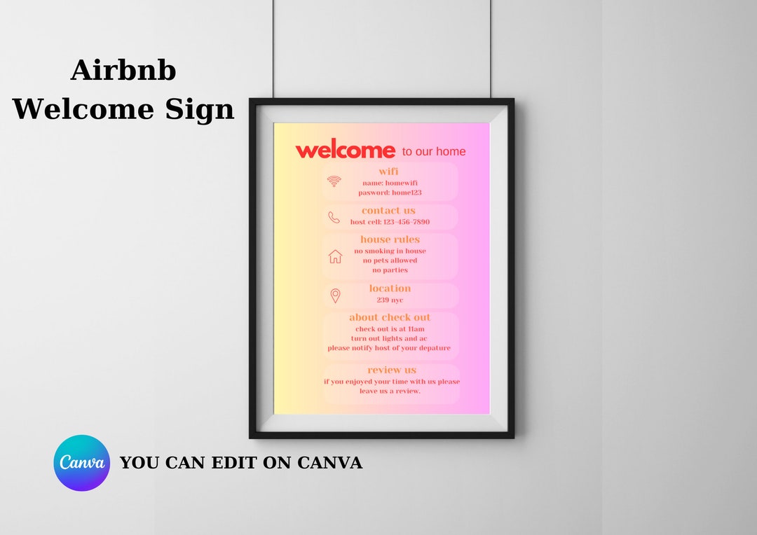 Editable Airbnb Welcome Sign Template Cheap Airbnb Template, Welcome ...