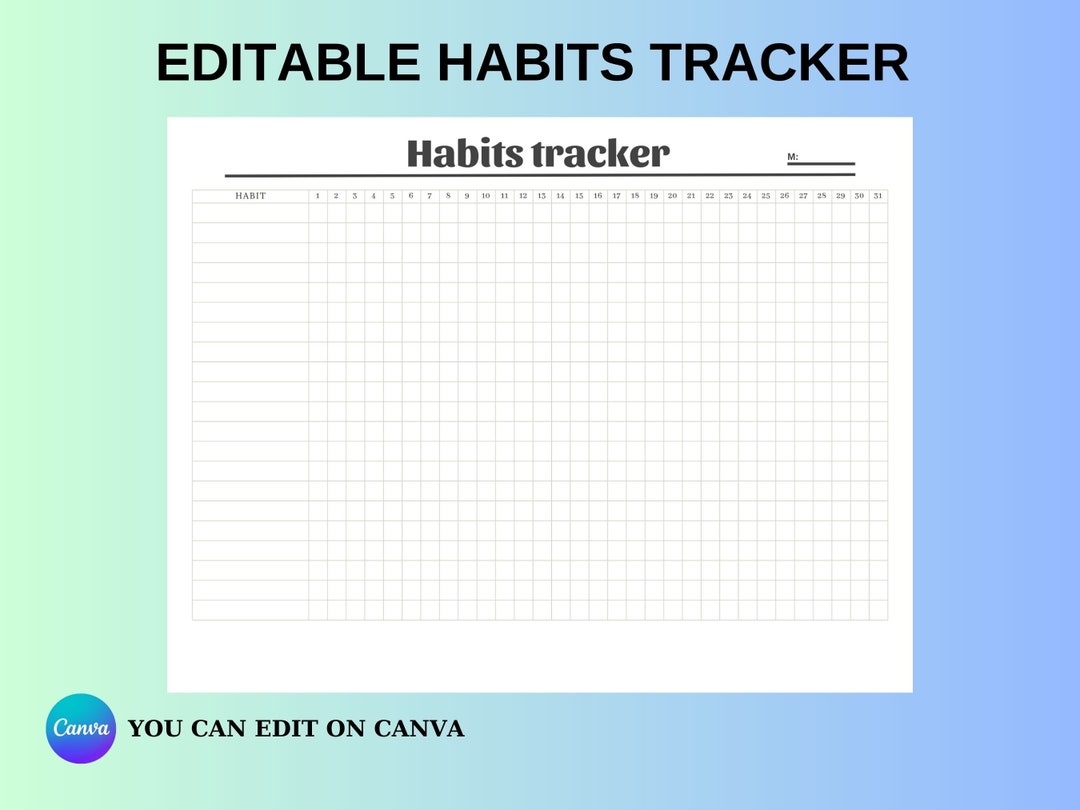 Editable Habits Tracker You Can Edit on Canva - Etsy