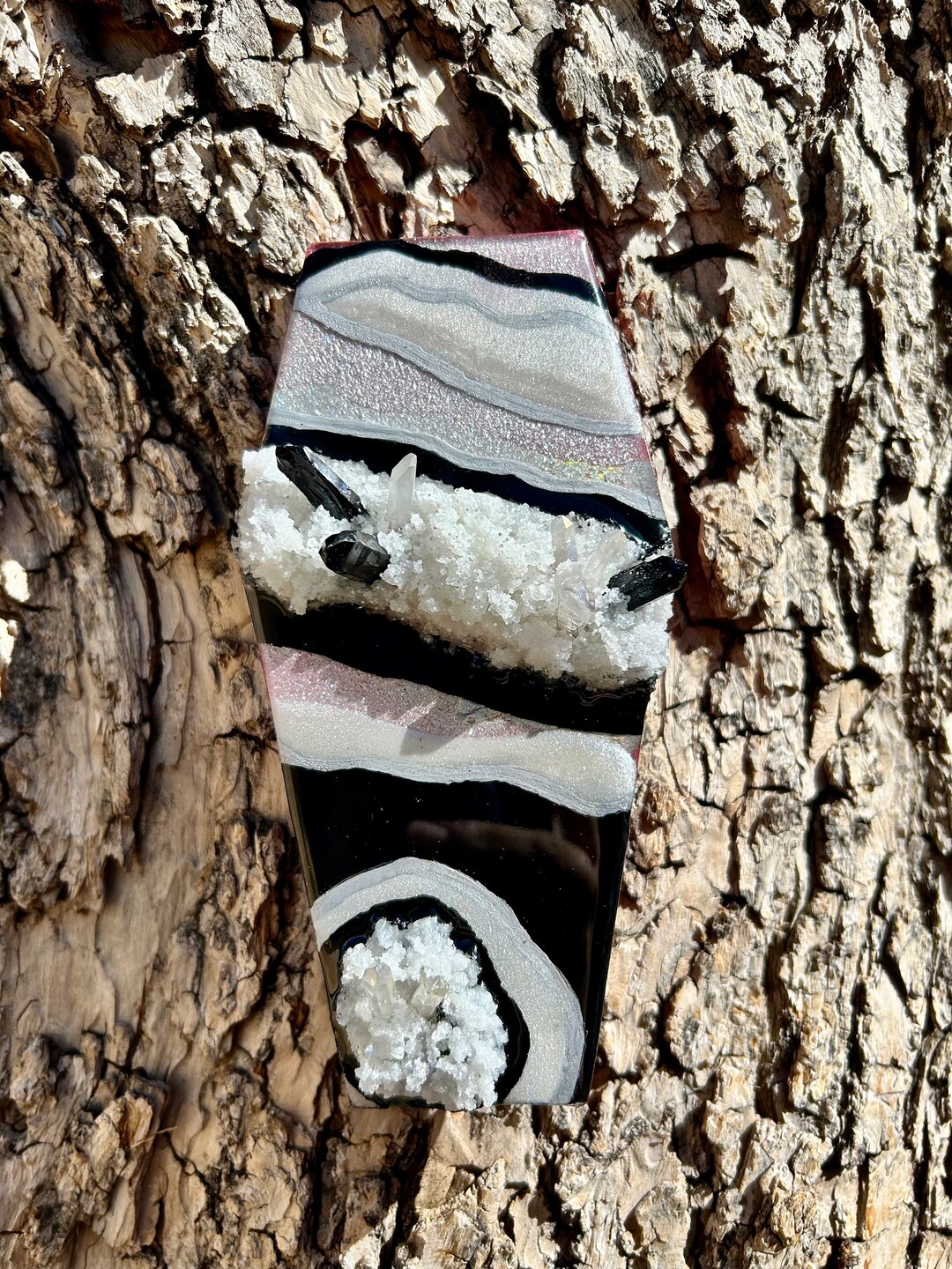 Resin Geode Painting Coffin Shaped Wall Art Small Handmade Crystal ...