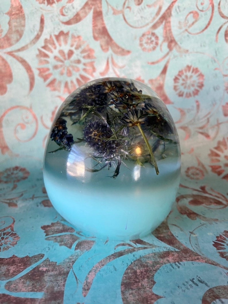 Blue Floral Resin Skull Preserved Flower Human Skull Decor - Etsy