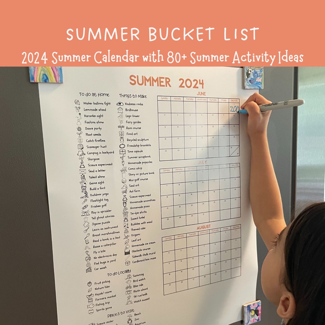 Printable Summer Activity Poster/ Coloring Poster/ Summer Bucket List ...