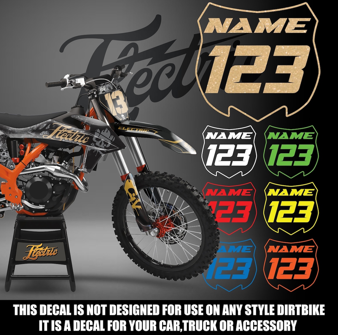 Custom Motocross Plate Vinyl Decal Custom Dirt Bike Mx Number | Etsy