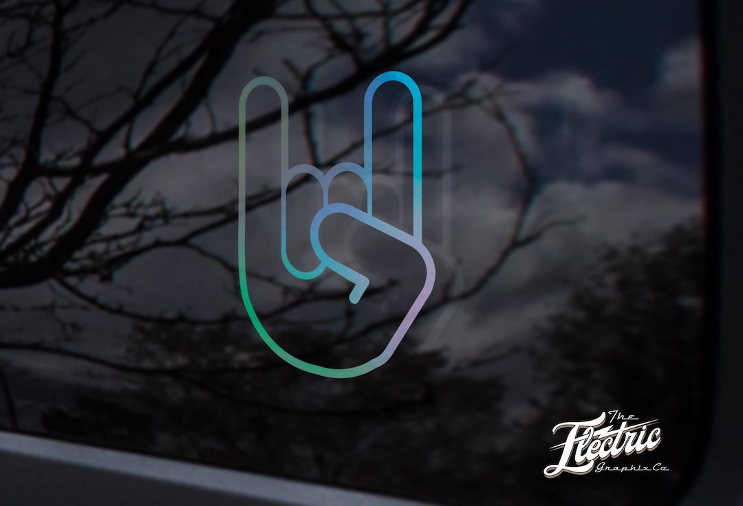 Rock on Hand Decal Devil Horns Hand Sign, Metal Rock Hand Decal ...