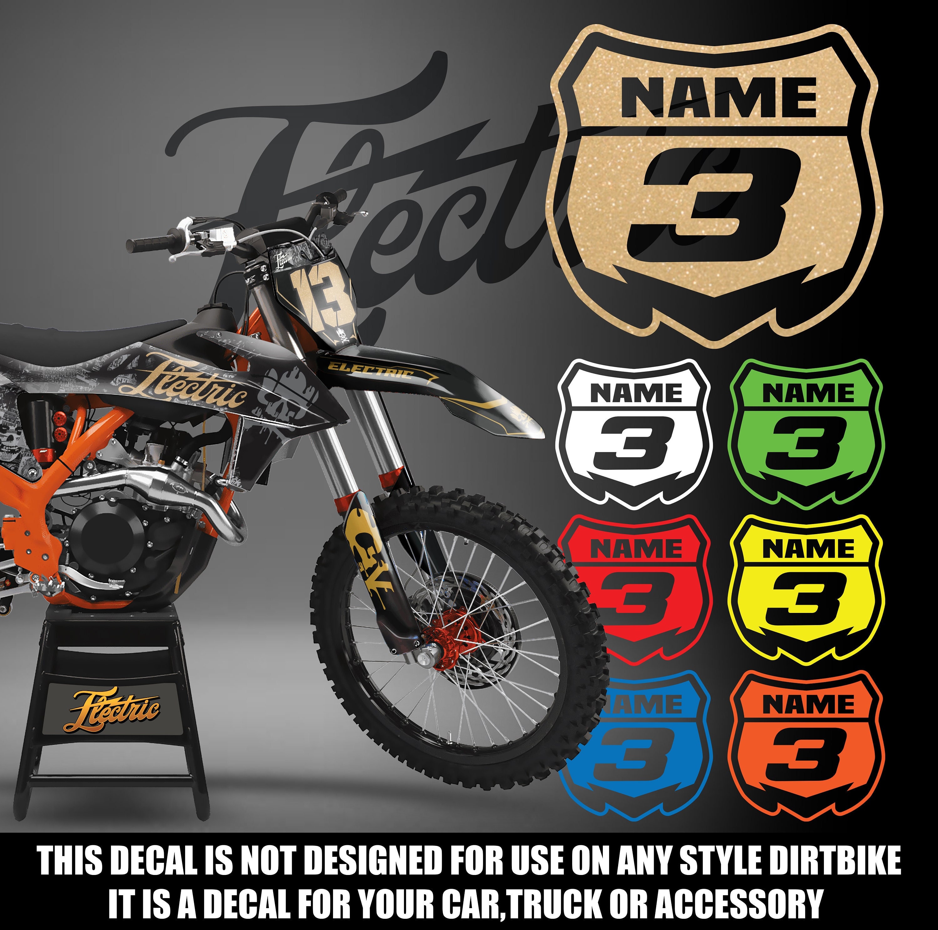 Custom Motocross Plate Vinyl Decal Custom Dirt Bike Mx Number Plate ...