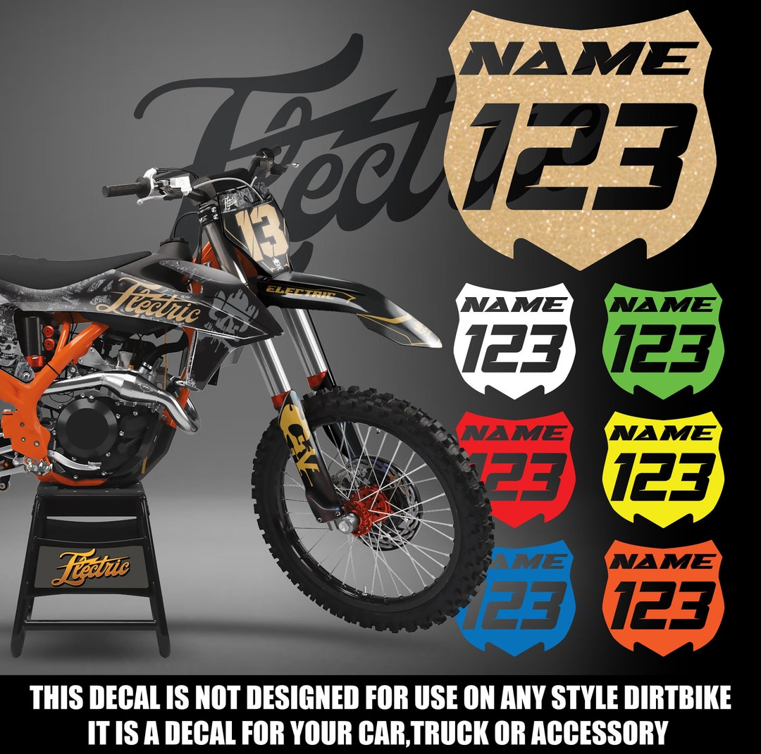Custom Motocross Plate Vinyl Decal Custom Dirt Bike Mx Number Plate ...