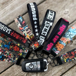 JDM Stickerbomb Car Fob Keychain Wristlet | Key Strap | Key Fob | Jdm ...