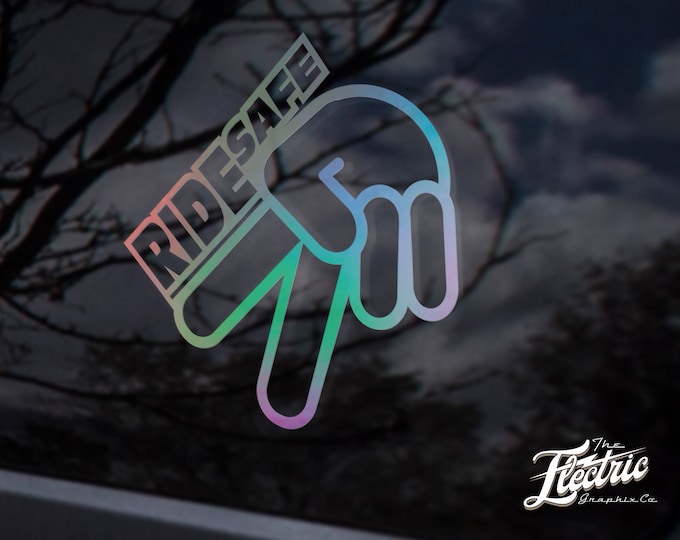 Ride Safe Motorcycle Hand Wave Decal, Biker 2 Fingers Signal Sticker ...