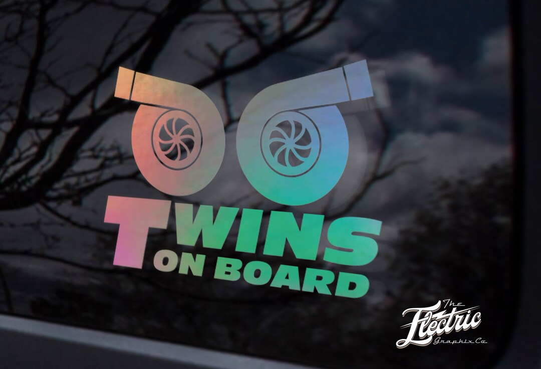 Twins on Board Twin Turbo Sticker Decal - JDM Custom Sticker Decal ...