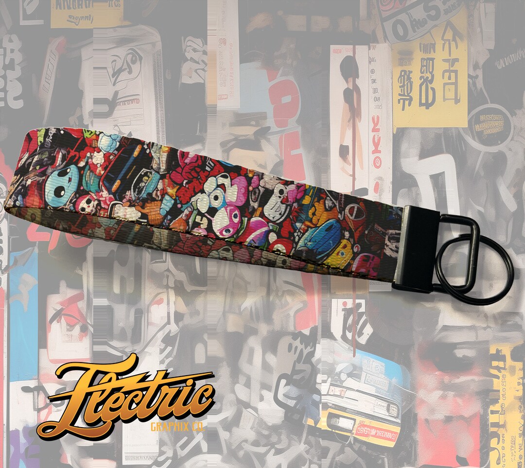 JDM Stickerbomb Car Fob Keychain Wristlet | Key Strap | Key Fob | Jdm ...