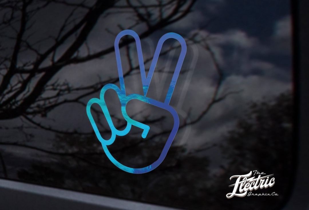 Peace Sign Fingers Wave - Peace Fingers Custom Sticker Decal - Custom ...