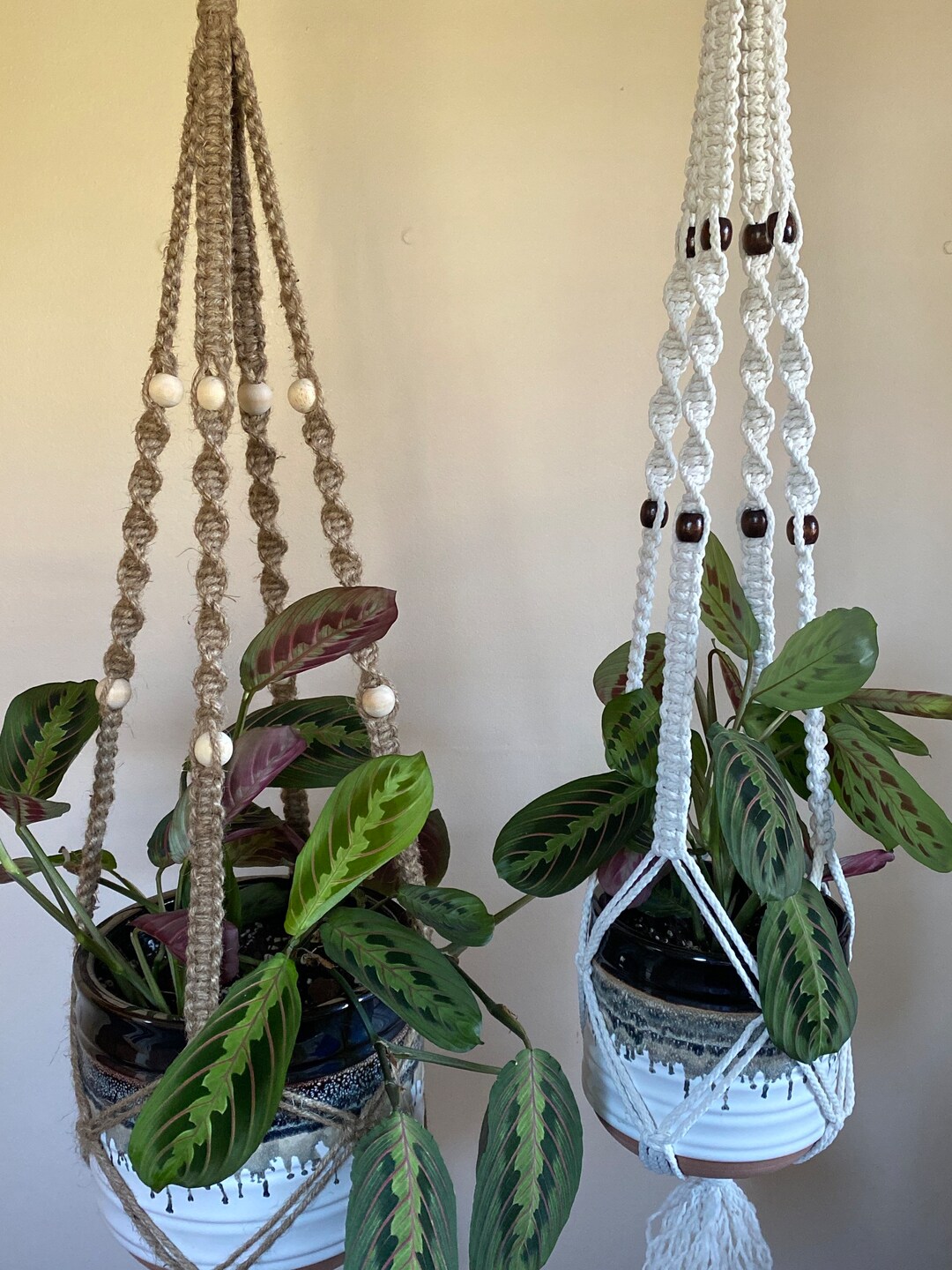 Jute Macrame Plant Hanger, White Plant Hanger, Macrame Plant Hanger ...