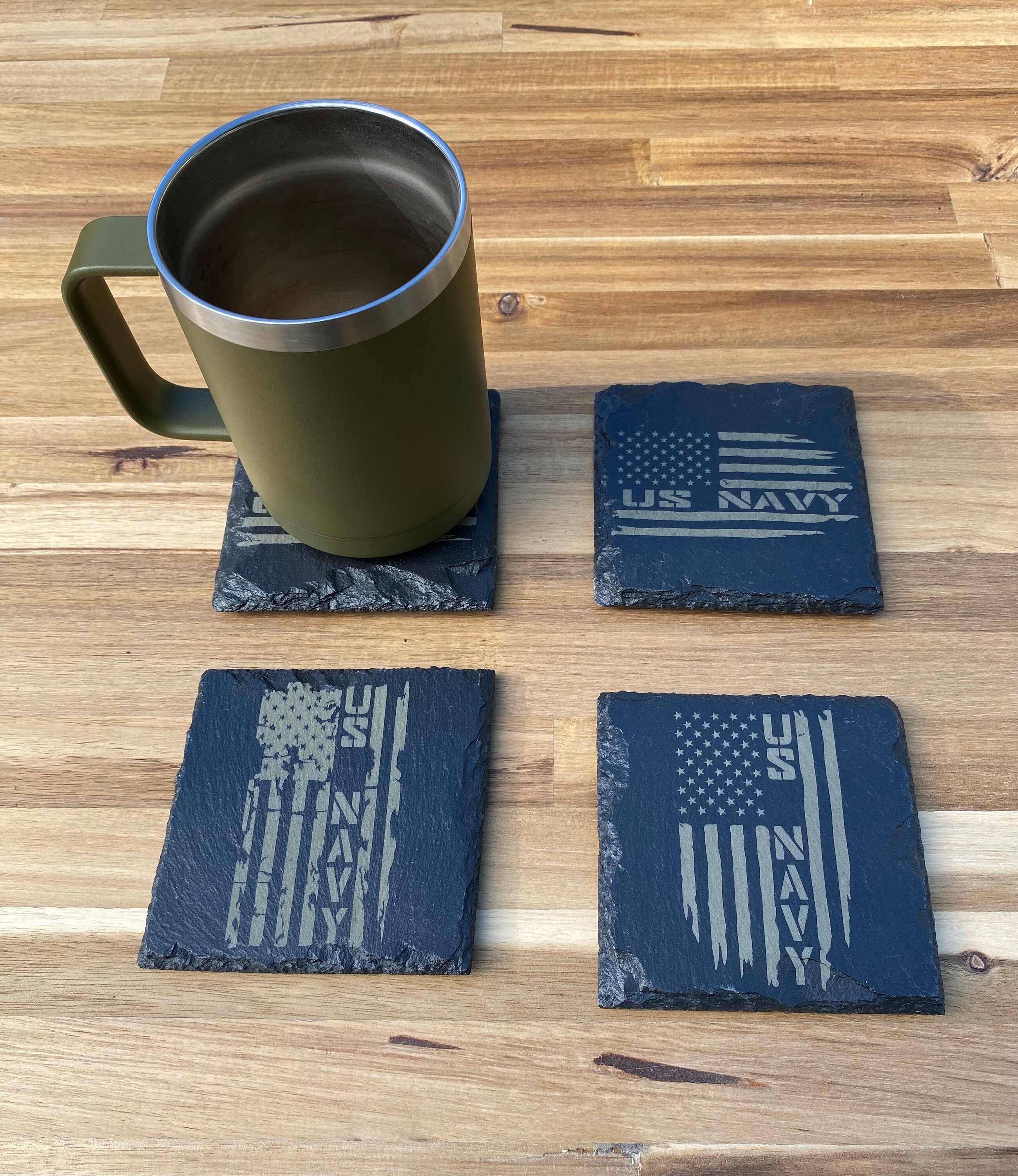 US Navy Coaster Set, Laser Etched and Sealed - Etsy
