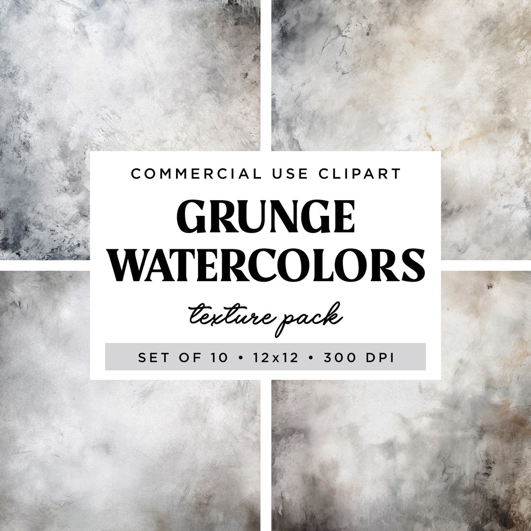 Watercolor Grunge Texture Clipart, 12x12 Digital Paper, Gray Watercolor ...