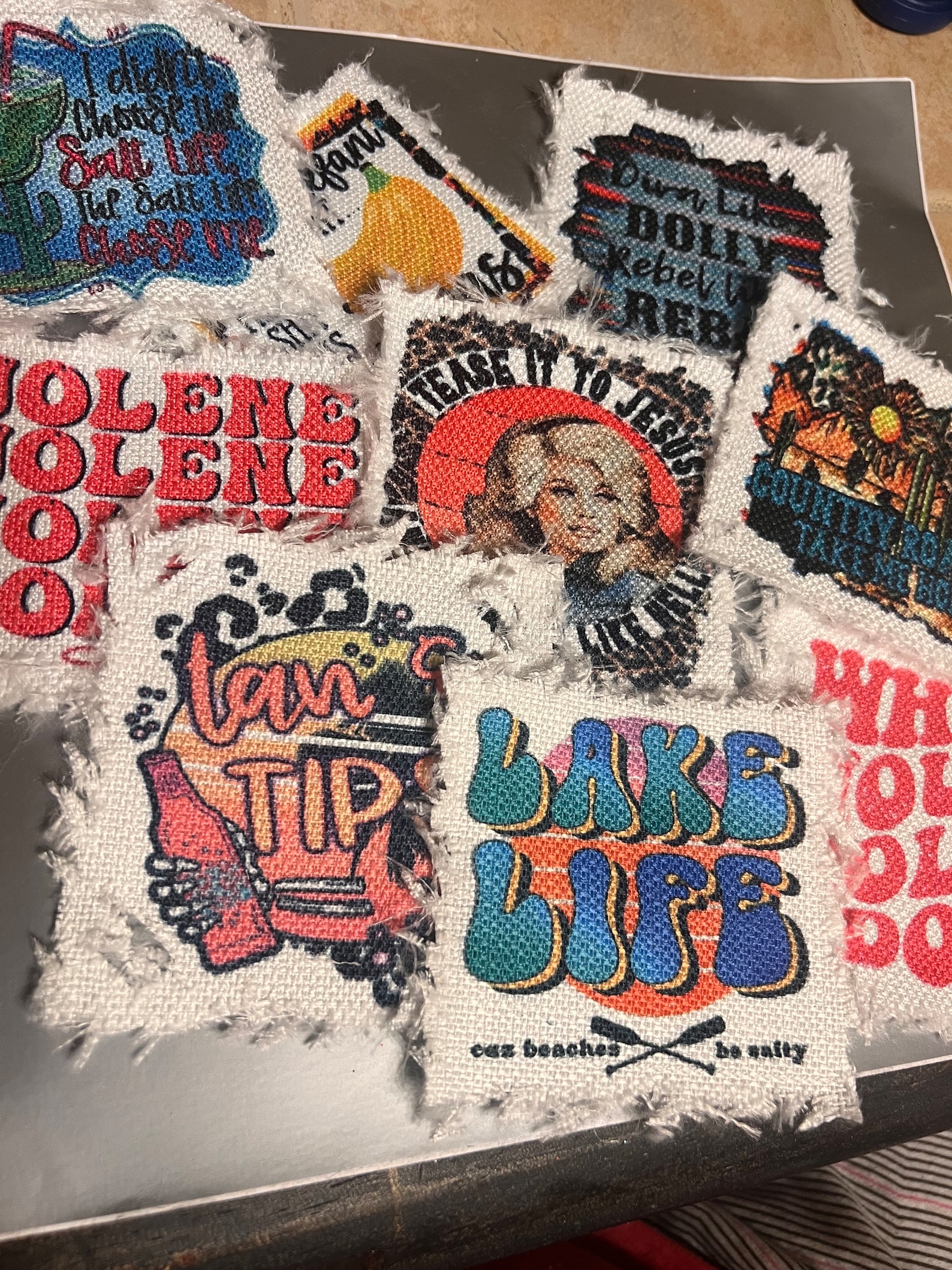 Raggedy White/burlap Cap Patches-frayed Already/100% Polyester/frayed ...