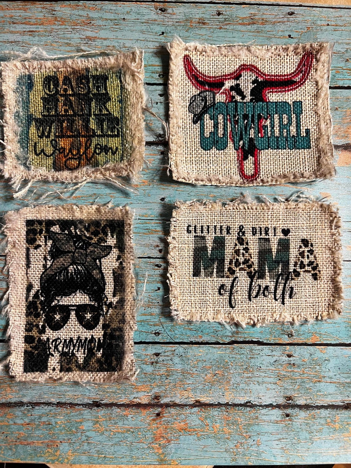 Burlap Raggedy Frayed Cap Patches/ Diy/country/small Town/sublimated ...