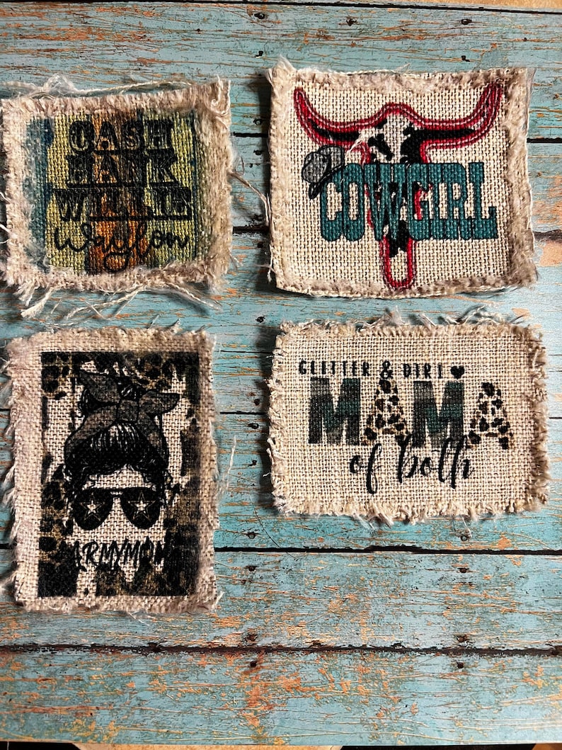 Rustic Burlap Pre-frayed Sublimation Hat Patch | Ready to Apply - Etsy