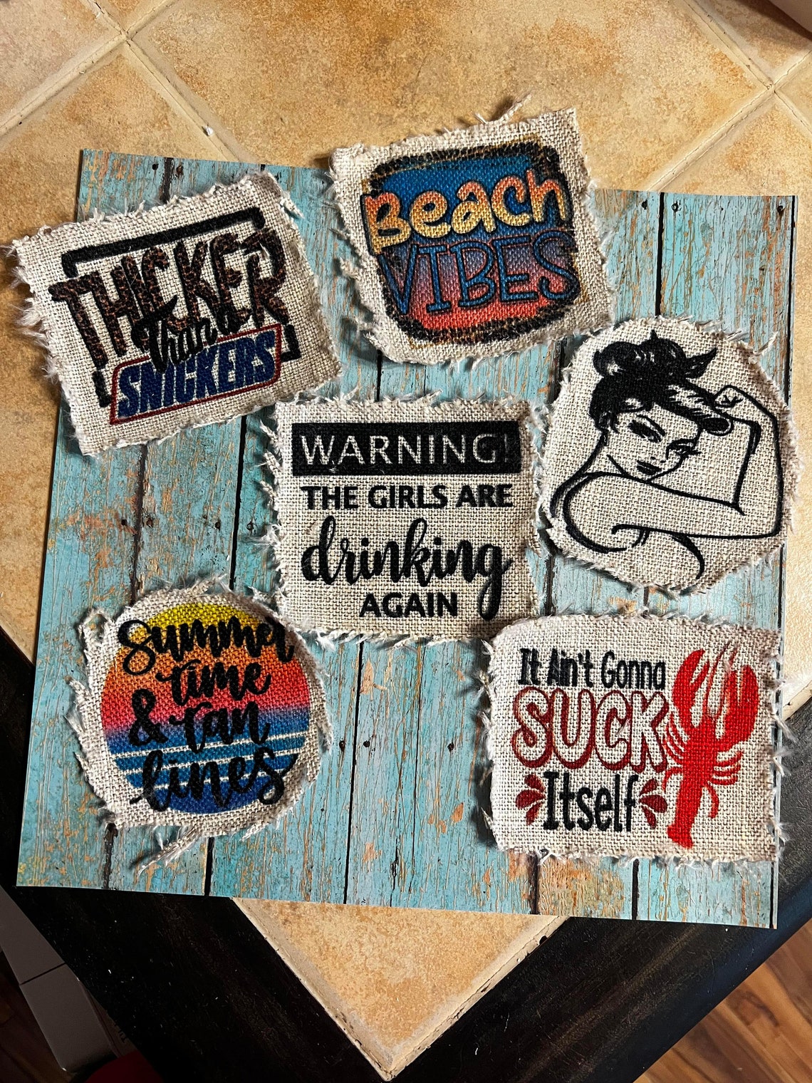 Burlap Raggedy Frayed Cap Patches/ Diy/country/small Town/sublimated ...