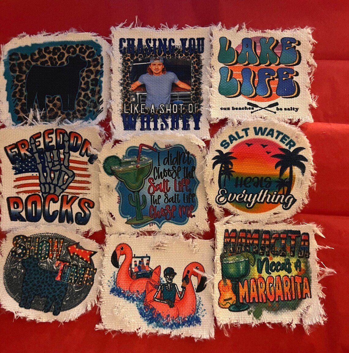 Raggedy White/burlap Cap Patches-frayed Already/100% Polyester/frayed ...