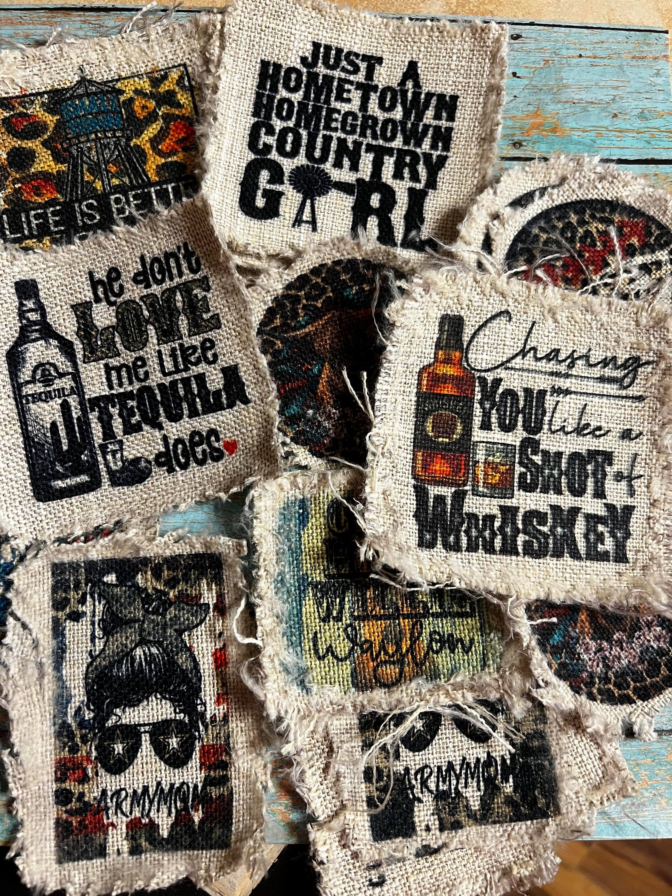 Burlap Raggedy Frayed Cap Patches/ Diy/country/small Town/sublimated ...