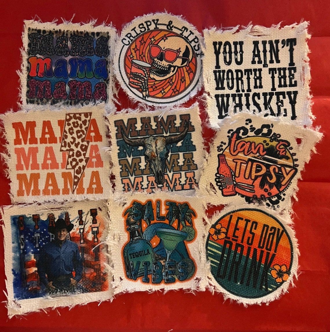 Raggedy White/burlap Cap Patches-frayed Already/100% Polyester/frayed ...