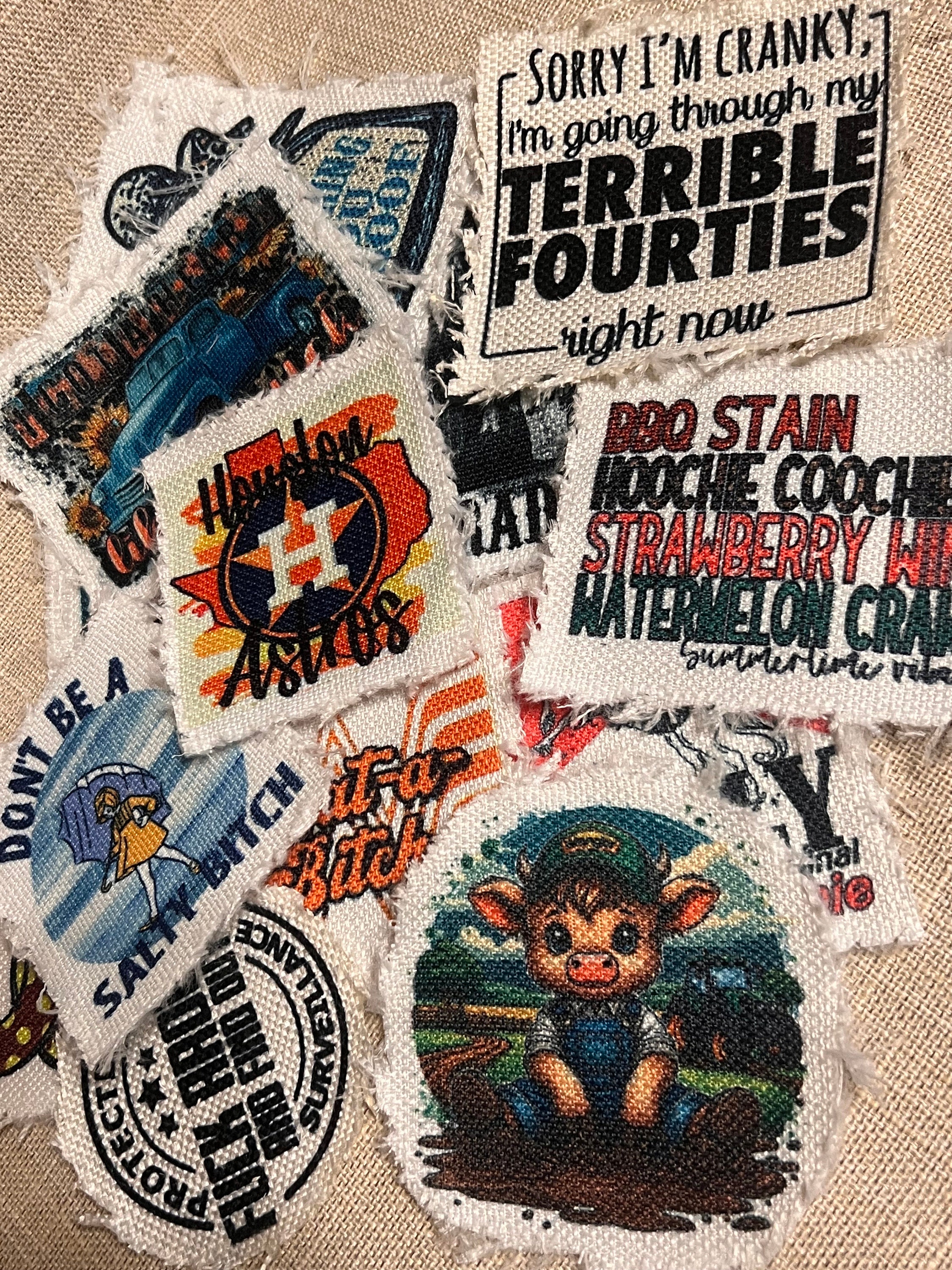 White/burlap Raggedy Cap Patches-frayed Already/baseball Cap Patches ...