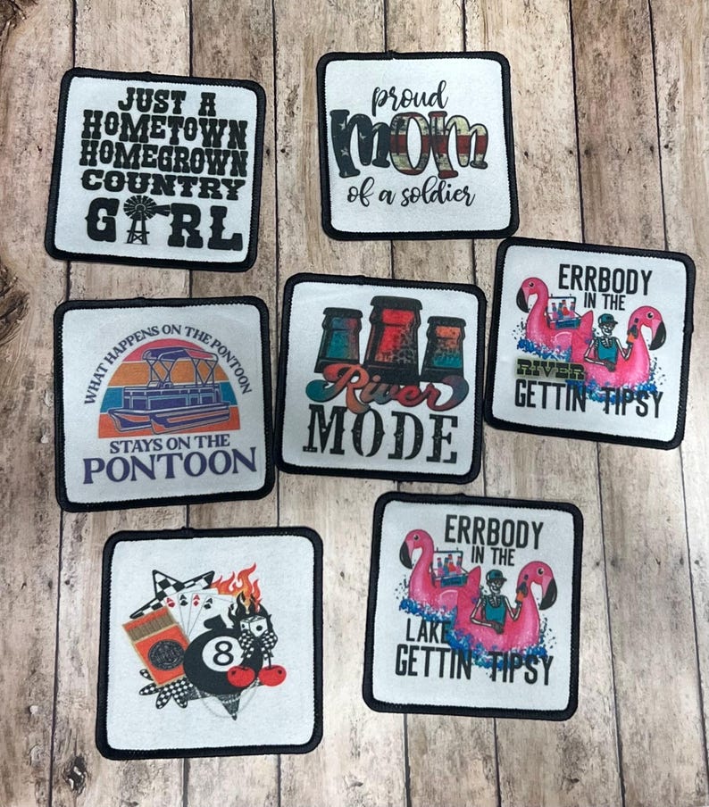 White Square Trucker/cap Patches/sublimated Patches/baseball Cap Patches/trucker Cap Patches 3x3 ...